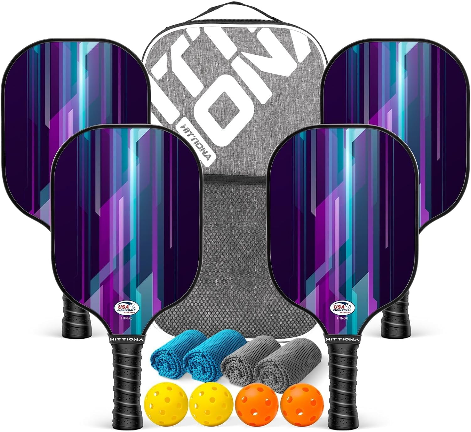 HITTIONA Lightweight Pickleball Paddles Set, USAPA Approved Fiberglass ...