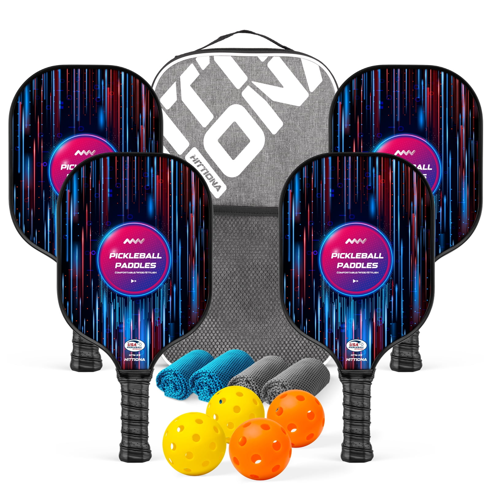 HITTIONA Pickleball Paddles Set of 4, Fiberglass, 8.0oz - Walmart.com