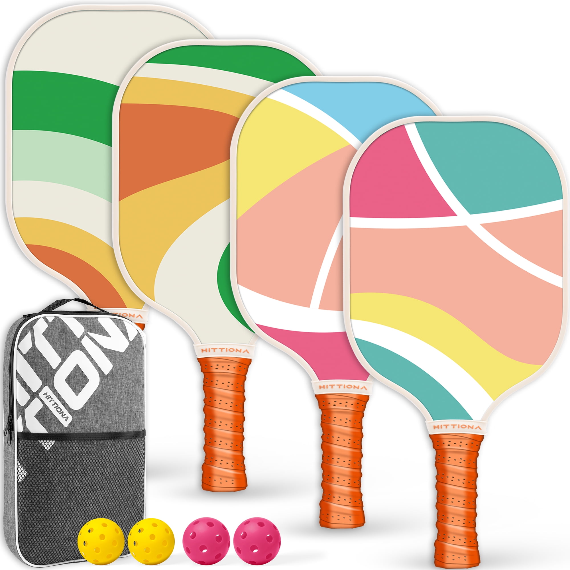 HITTIONA Pickleball Paddles - Fiberglass Pickleball Paddles Set of 4 ...