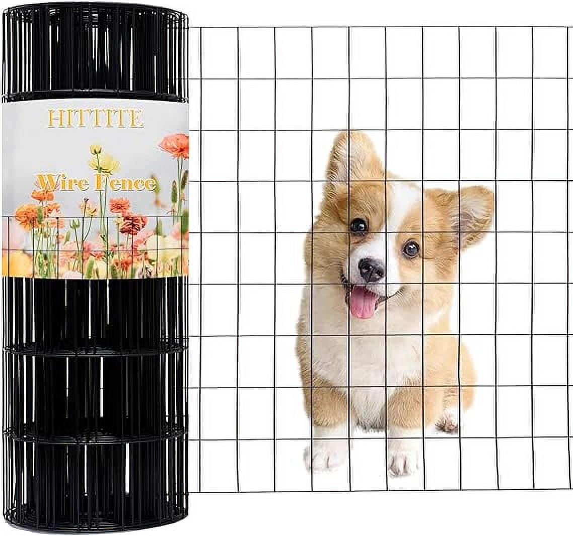 HITTITE Black PVC Coated Welded Wire Fencing, 48in x 50ft, 16 GA Garden ...