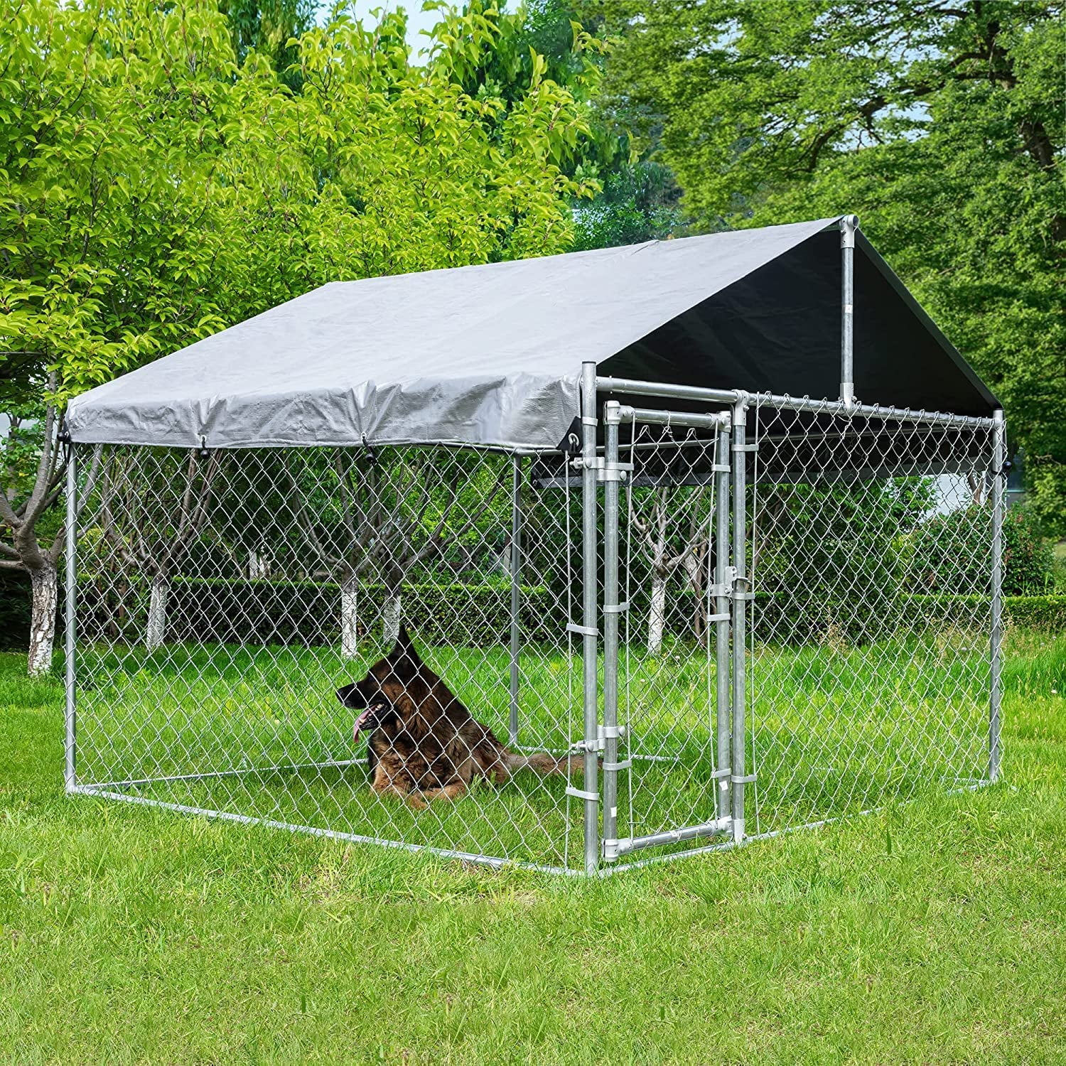HITTITE Extra Large Outdoor Dog Kennel, Anti-Rust Dog Kennel Outside ...