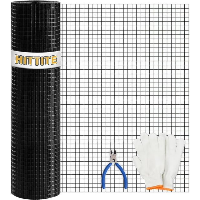 HITTITE 1/2 inch 36x50 ft 19 Gauge PVC Coated Steel Netting, Black ...