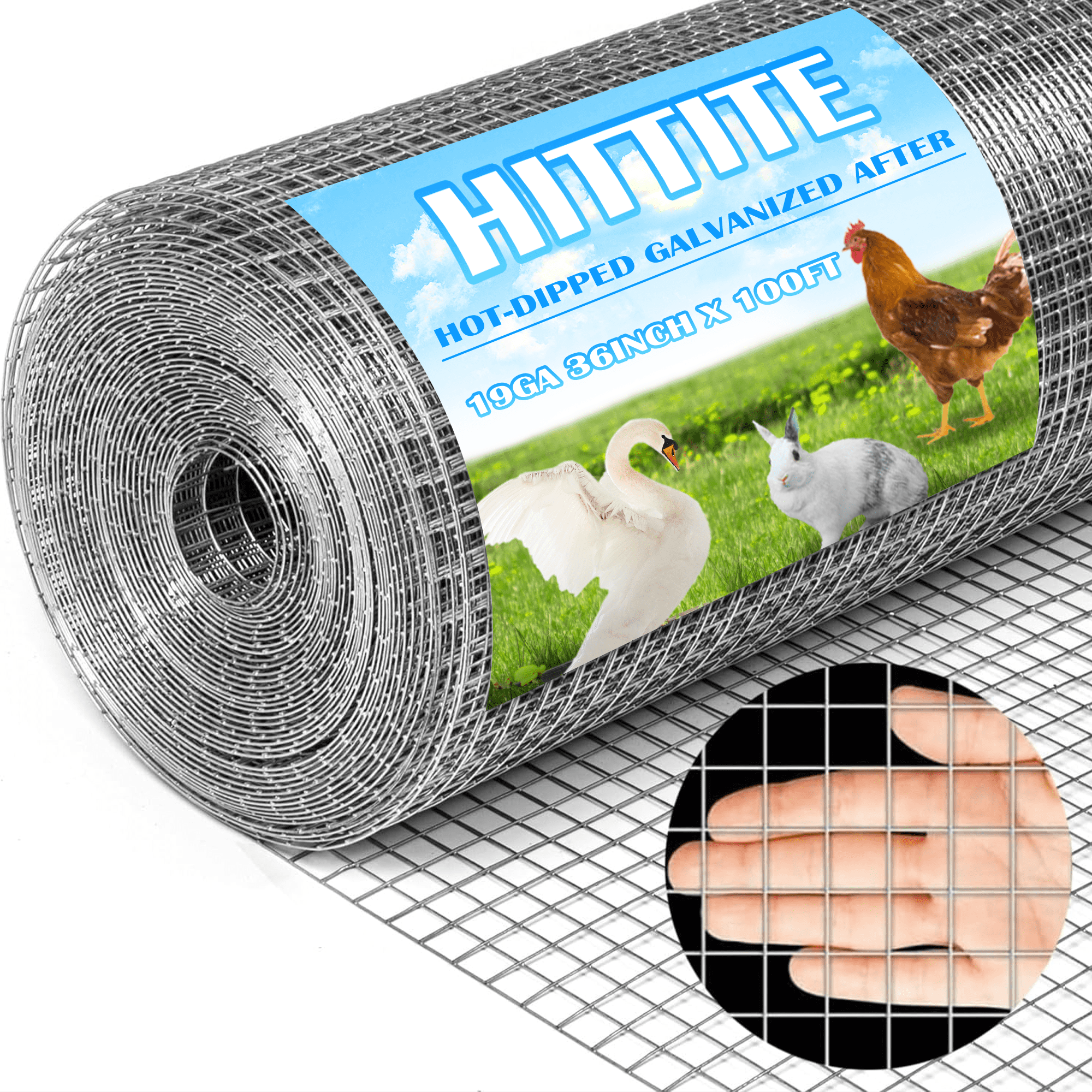 HITTITE Hardware Cloth 1/2 inch 36in x 100ft, Hot-dip Galvanized After ...