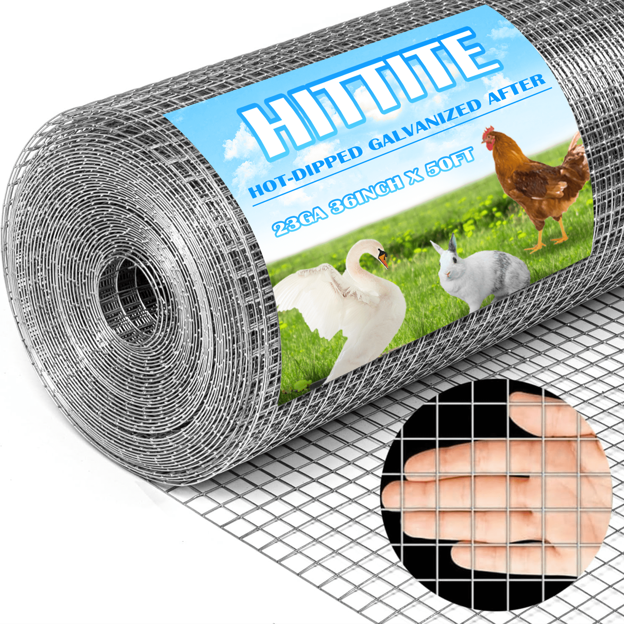 HITTITE Hardware Cloth 1/4 inch 36in x 50ft, Hot-dip Galvanized After ...