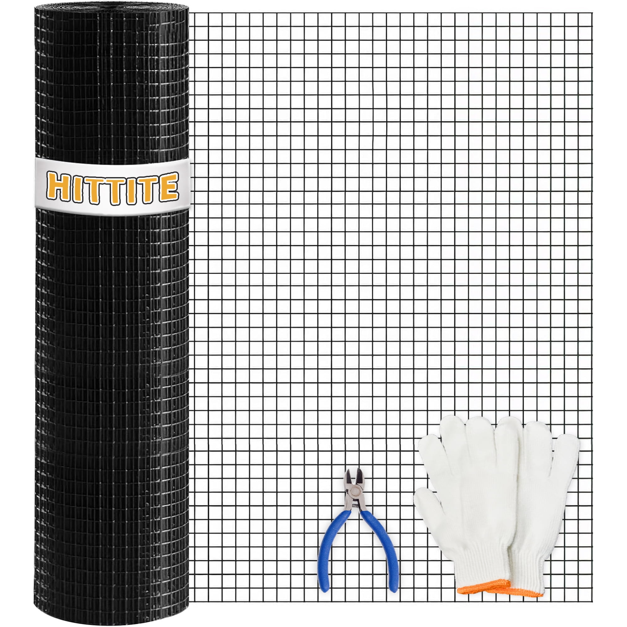 HITTITE 1/2 inch 48x100ft, 19 Gauge Black PVC Coated Hardware Cloth ...