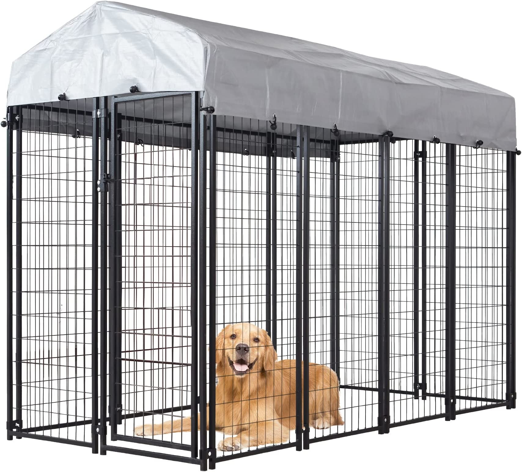 HITTITE Outdoor Heavy-Duty Dog Kennel, Anti-Rust, Secure Lock, UV ...