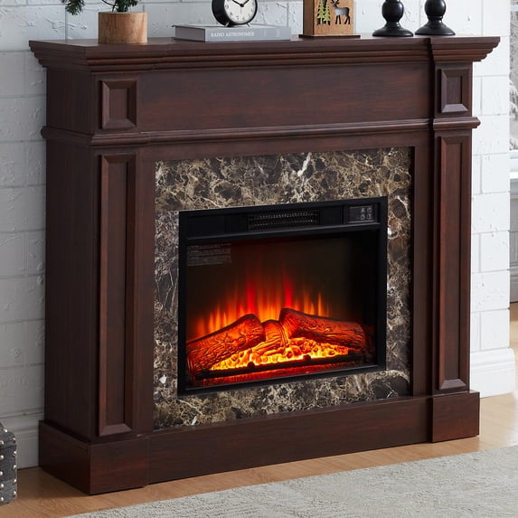 HIUU 45"Brown Electric Fireplace,Fireplace Electric Heaters for Indoor ...
