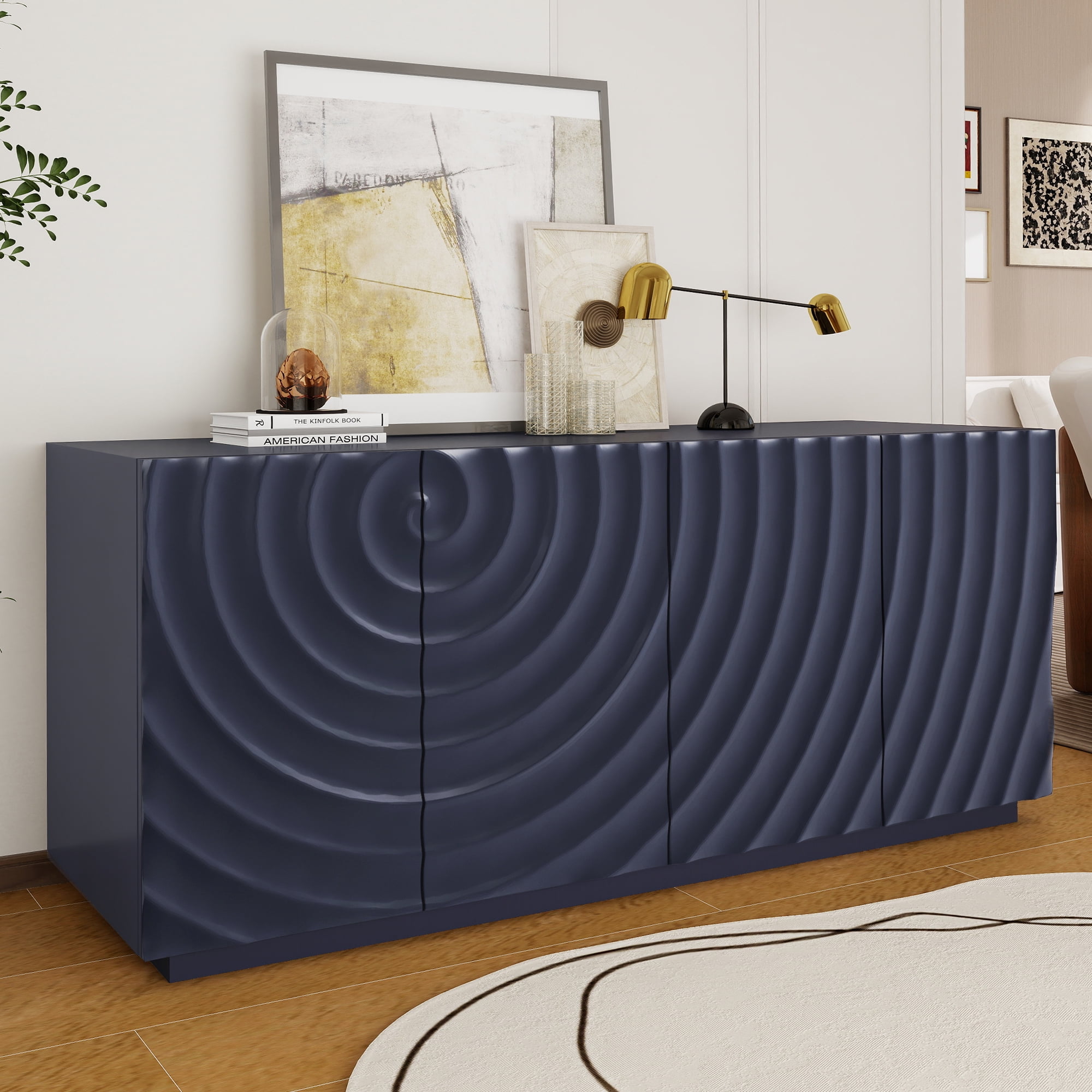 HIUU 59"Blue Sideboard Buffet Cabinet,Large Buffet Cabinet with Storage ...