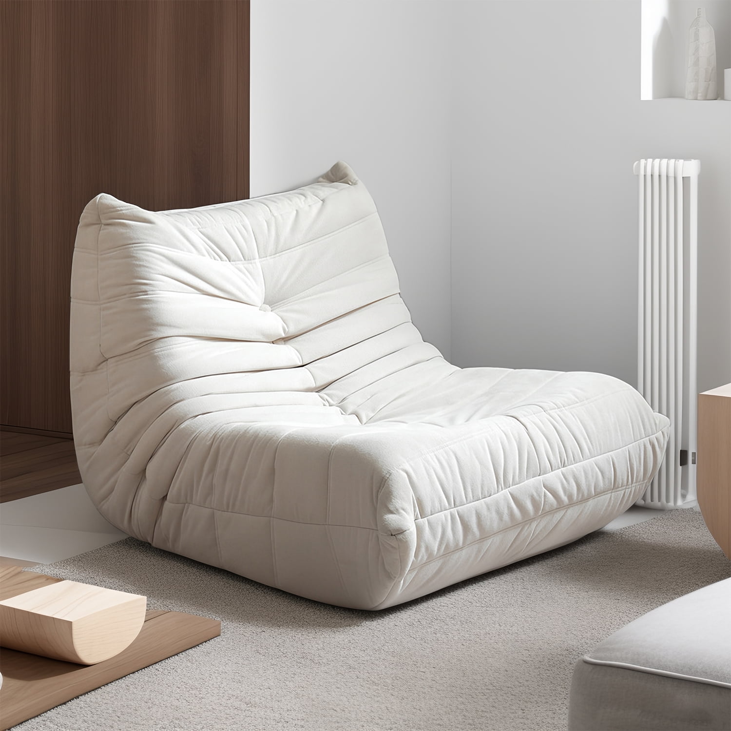 HIUU Cream Style Adult Bean Bag Chair,Bean Bag Chair,White fireside ...