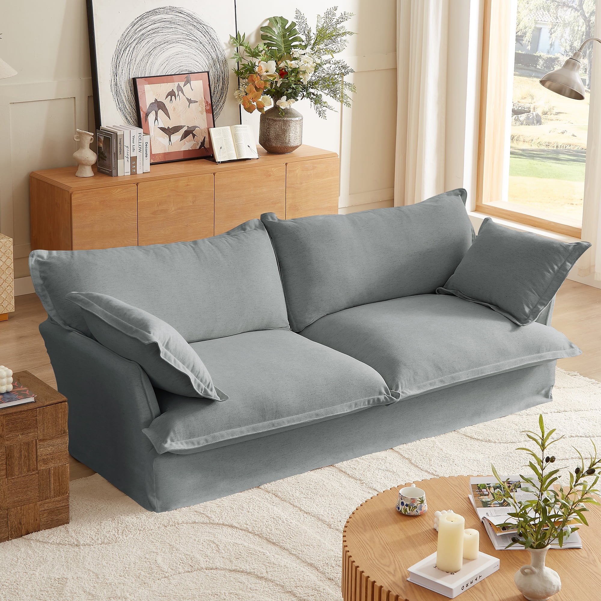 HIUU Modern Loveseat Sofa Chair, Grey Comfy Loveseat Couch for Living Room - Walmart.com
