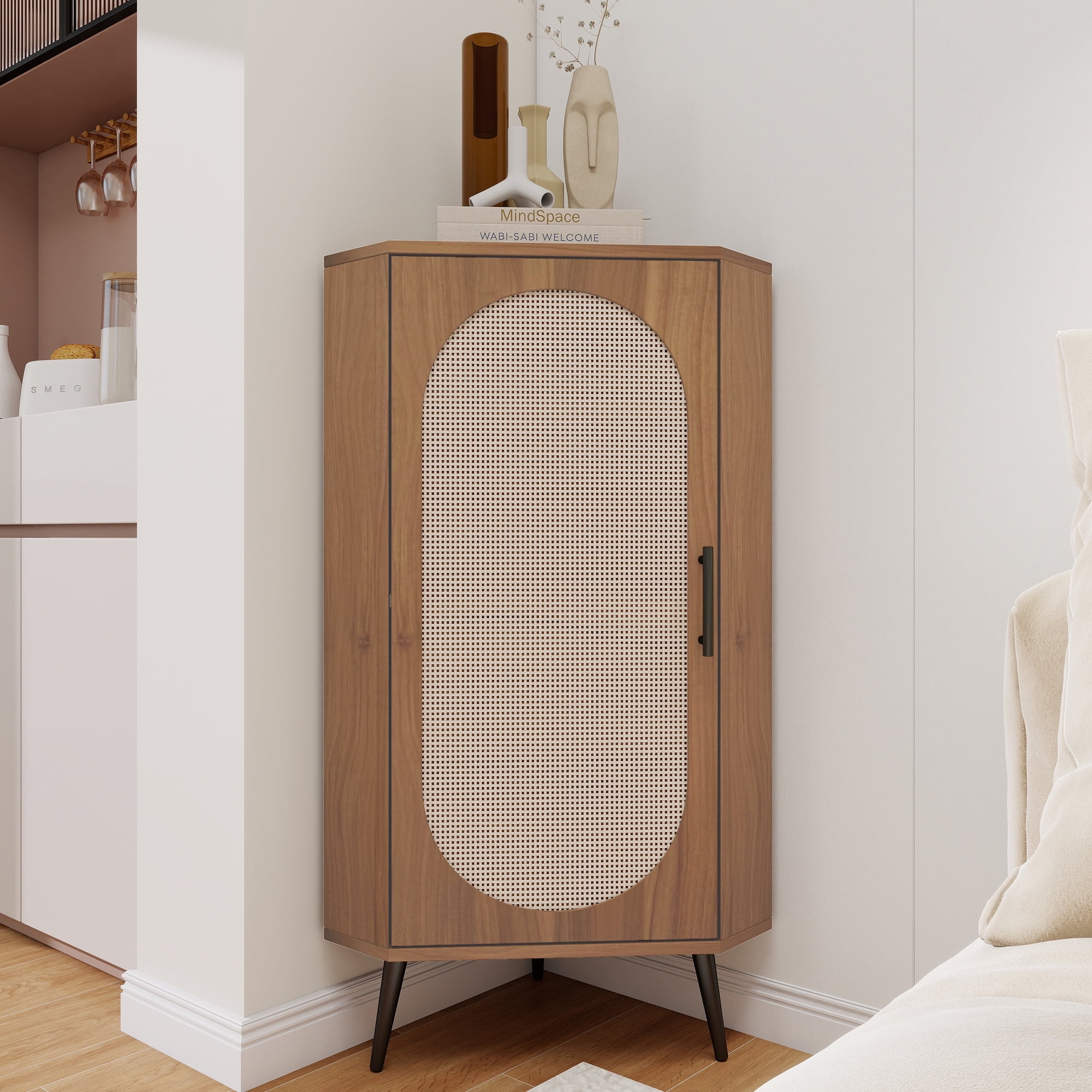 HIUU Small Corner Cabinet with Doors,Slim Bathroom Storage Cabinet ...