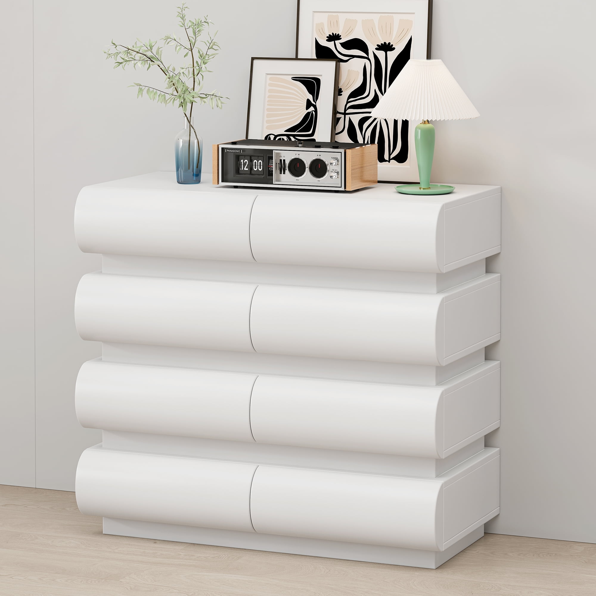 HIUU Vanity Modern Cabinet with 8 Drawers,Suitable for Clothes Storage for Bedroom, Wooden ...