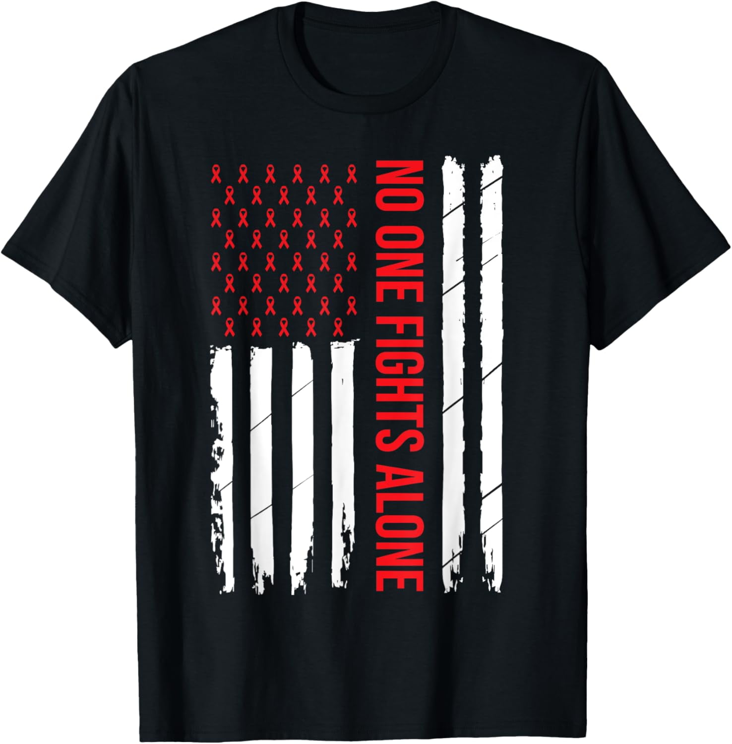HIV Awareness Red Ribbon Men Women AIDS Fight USA Flag T-Shirt ...