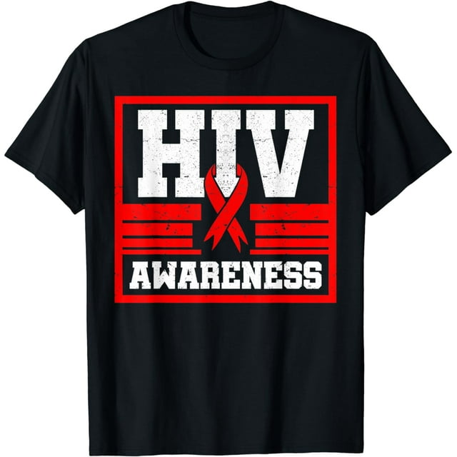 HIV Awareness Red Ribbon Sexually Transmitted Infection AIDS T-Shirt ...