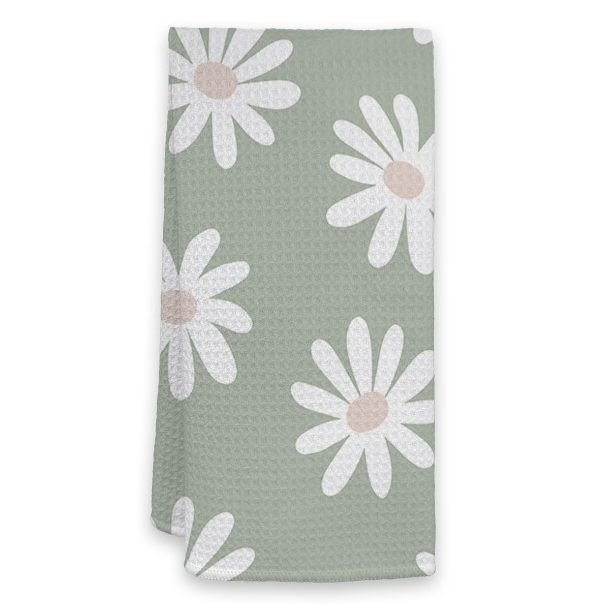 HIWX Daisy Kitchen Towels,Boho Daisy Flower Sage Green Floral ...