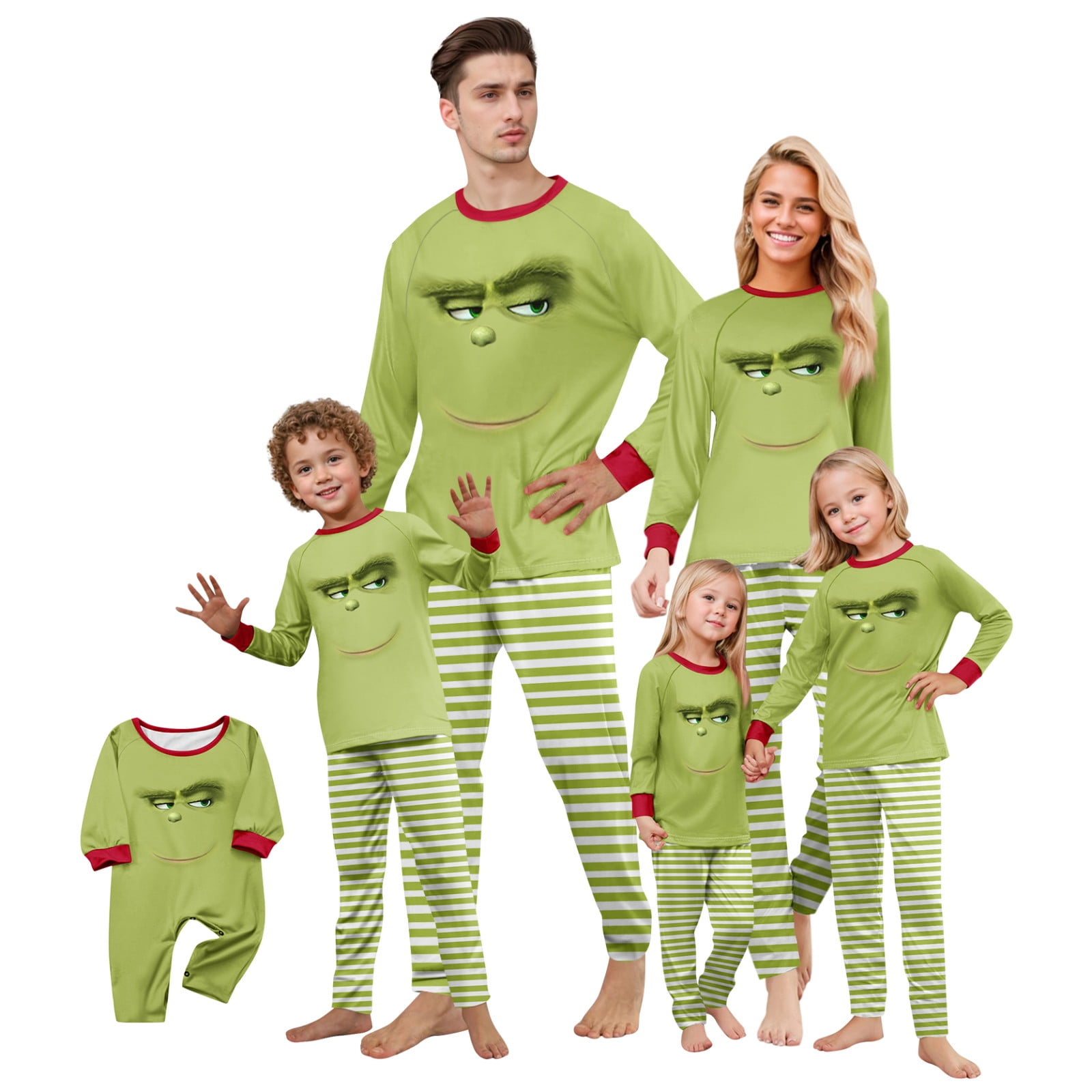 HIXOWIA Christmas Pjs Family Grinch Print Sets, Grinch Christmas Pajamas Matching Sets, 2024 ...