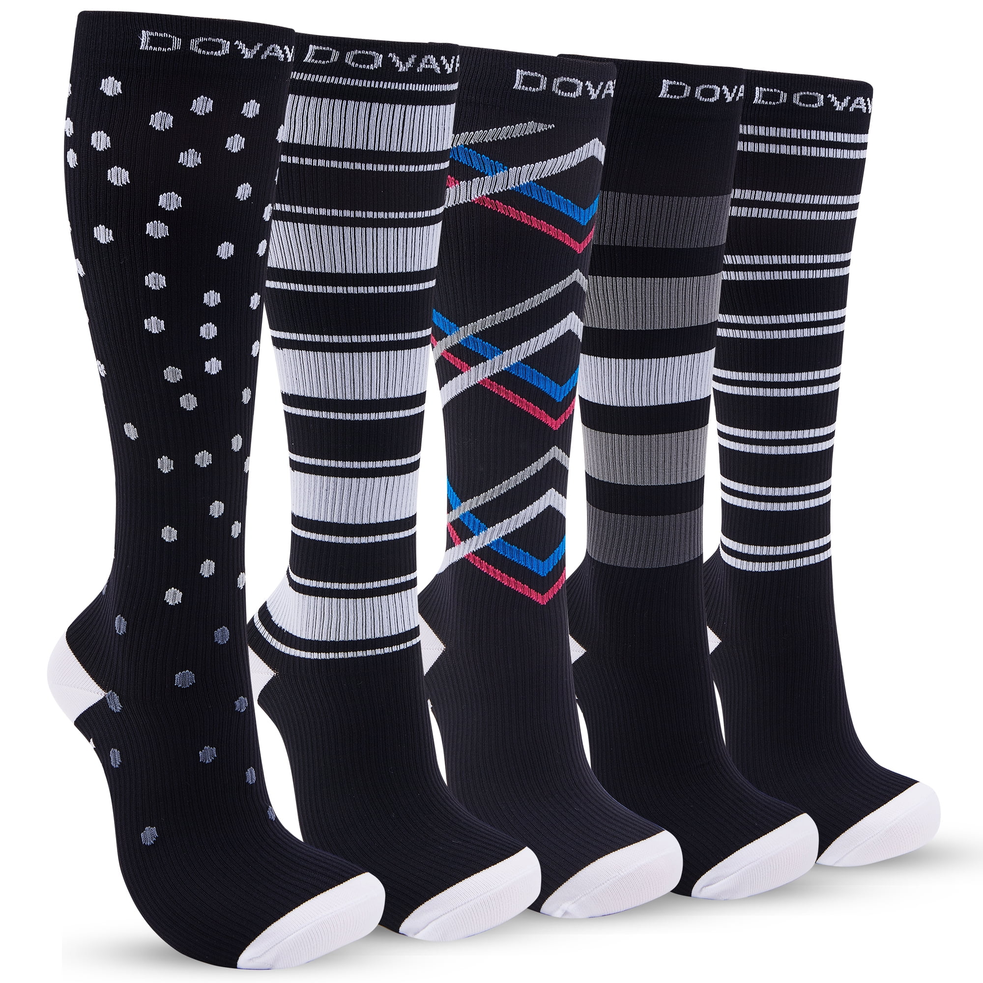 HIYATO 5 Pairs Light Compression Socks for Women & Men 15-25 mmHg ...