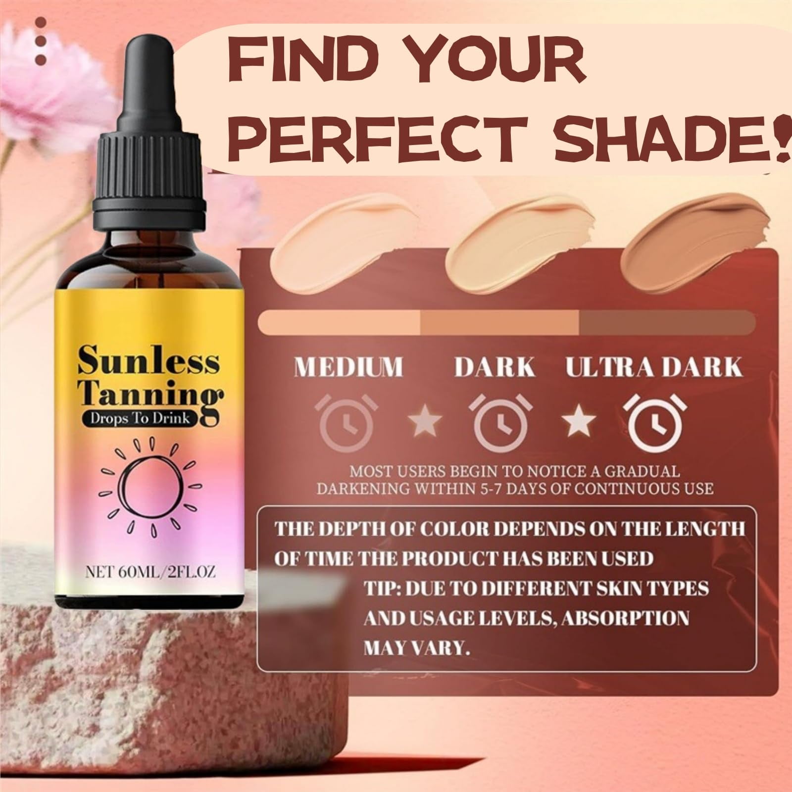 HIYOU (3 Bottle) Tanning Drops To Drink - Drinkable Tanning Drops ...