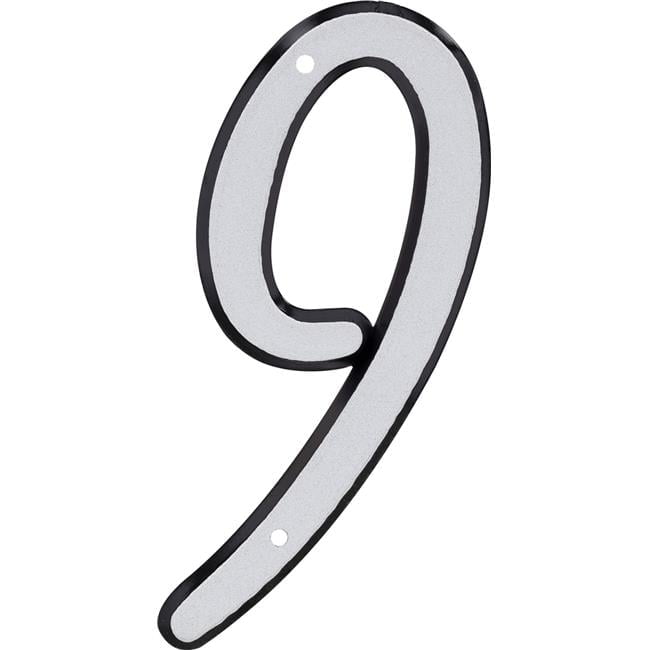 HIllman 841614 4-Inch Nail-On Reflective Plastic House Number 9 ...