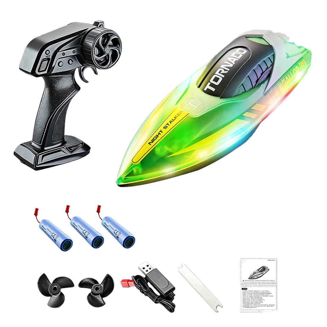 HJ819 Remote Control Racing Boat with LED Light, 2.4GHz 15km/h High ...