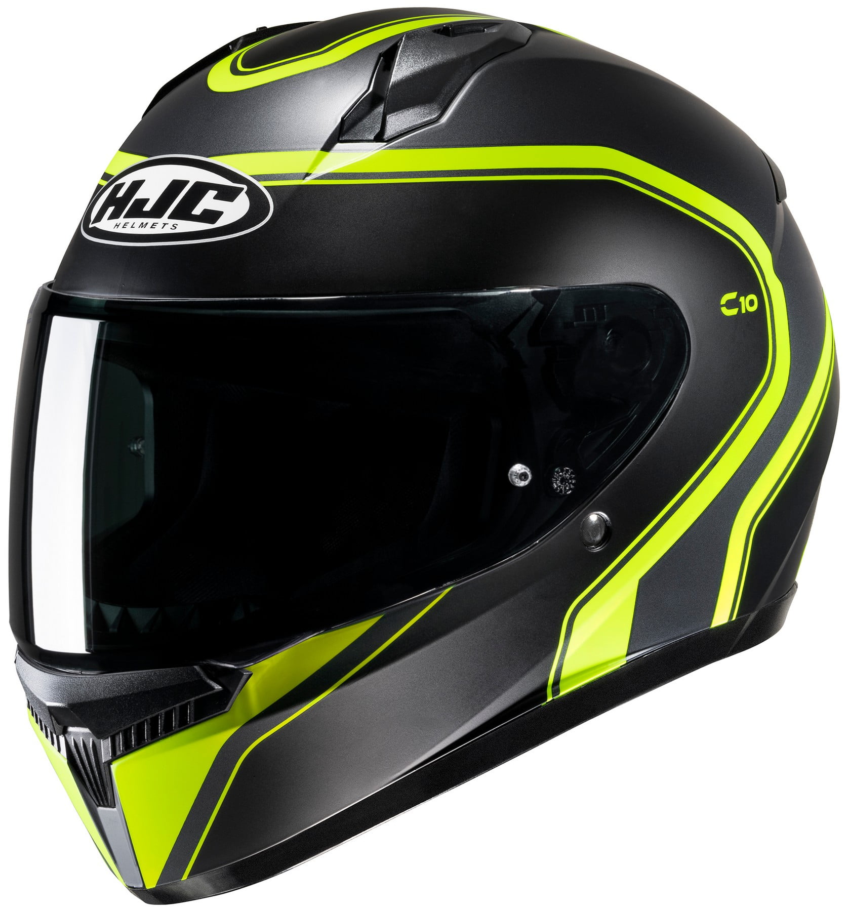HJC DOT Motorcycle Full Face Adult Shield Helmet, Semi-Flat Hi-Viz ...