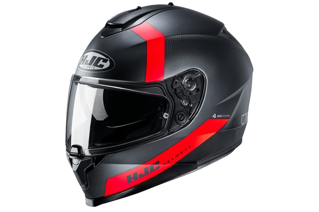HJC C70 Eura Helmet Semi-Flat Red (MC-1SF) (Large, Black Semi-Flat Red ...