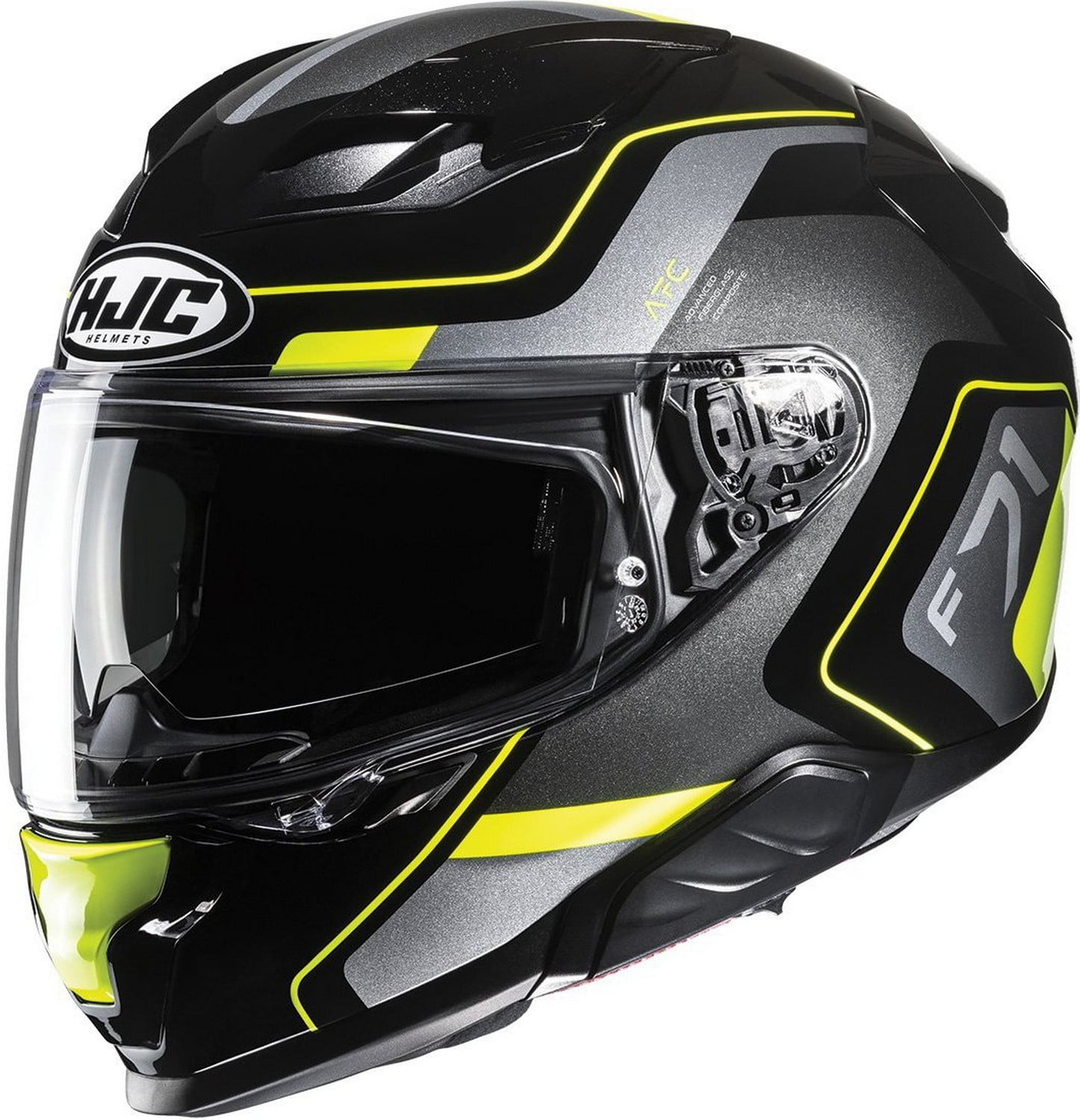 HJC F71 Arcan Helmet Hi-Viz Yellow (MC-3H) (Small, Black Hi-Viz Yellow ...