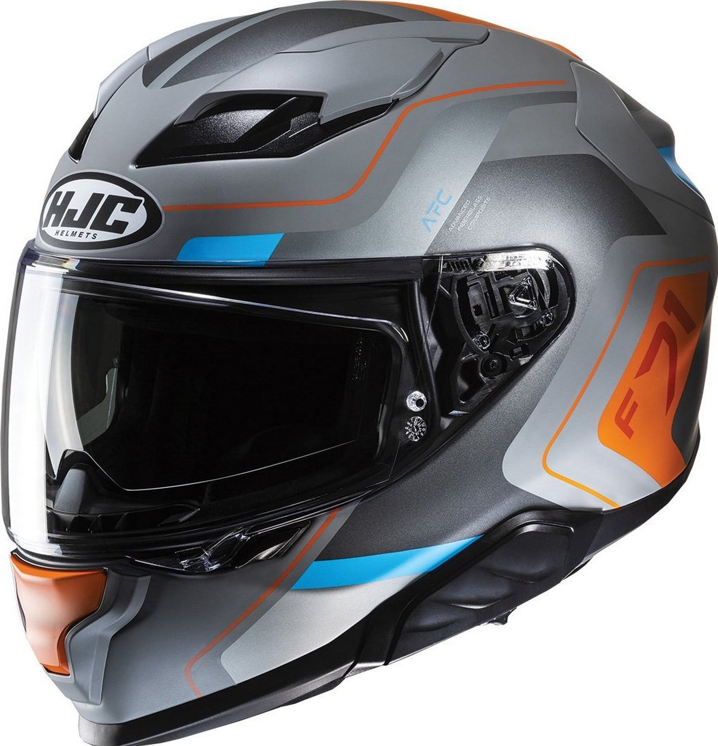 HJC F71 Arcan Helmet Semi-Flat Blue/Dull Orange (MC-27SF) (Small, Gray ...