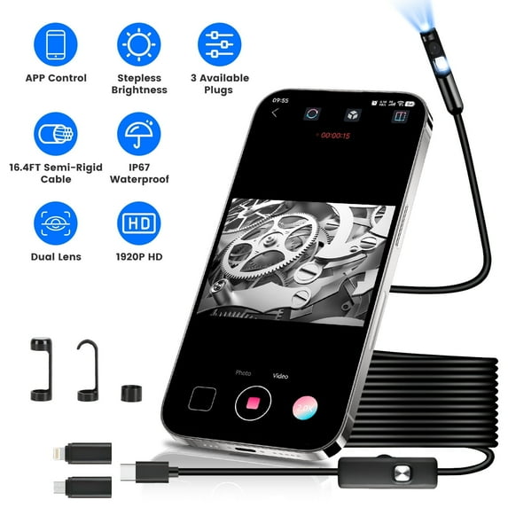 (HJG)--Endoscope Camera 1920P HD IP67 Waterproof Inspection Borescope ...