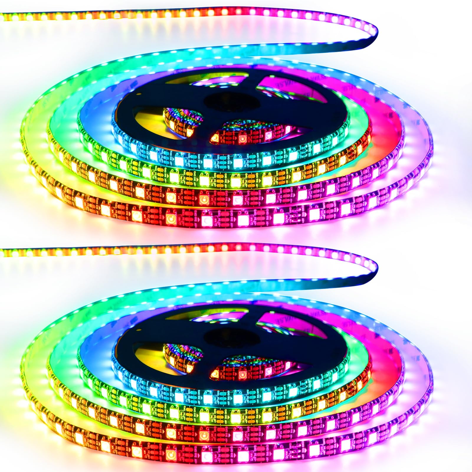 HJHX Ws2812b Led Strip, 2 Pack 16.4ft 300LEDs Ws2812 Individually Addressable Lights for DIY ...
