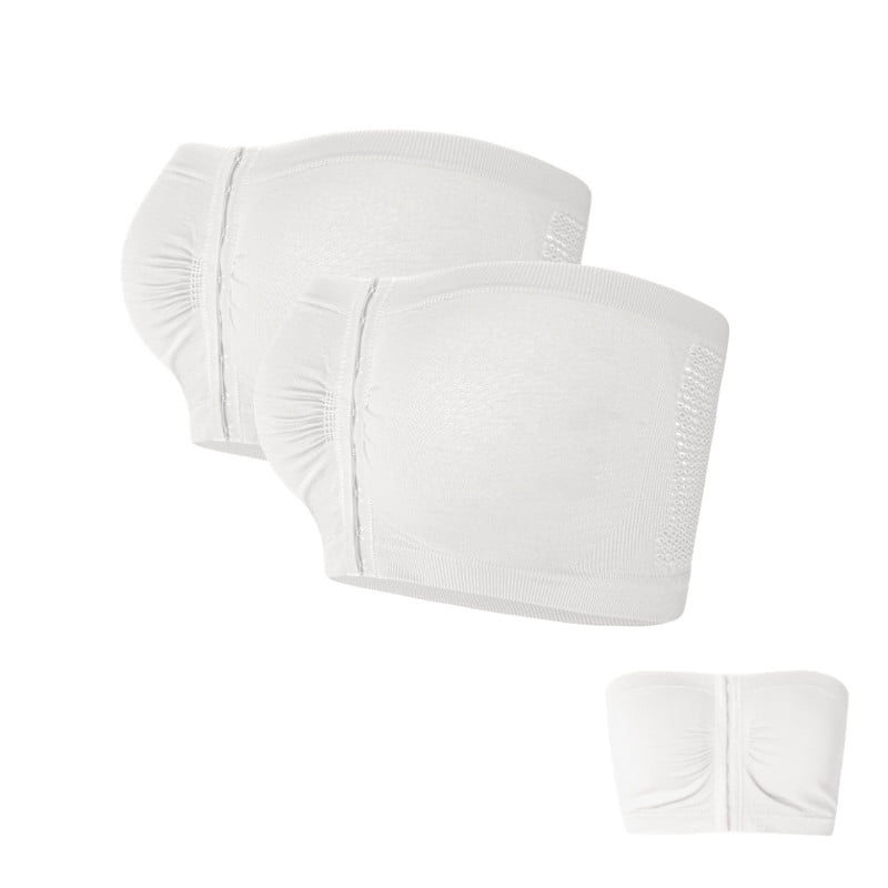 HJJ 2PCS Womens Seamless Microfiber Bandeau Strapless Tube Top Bras ...