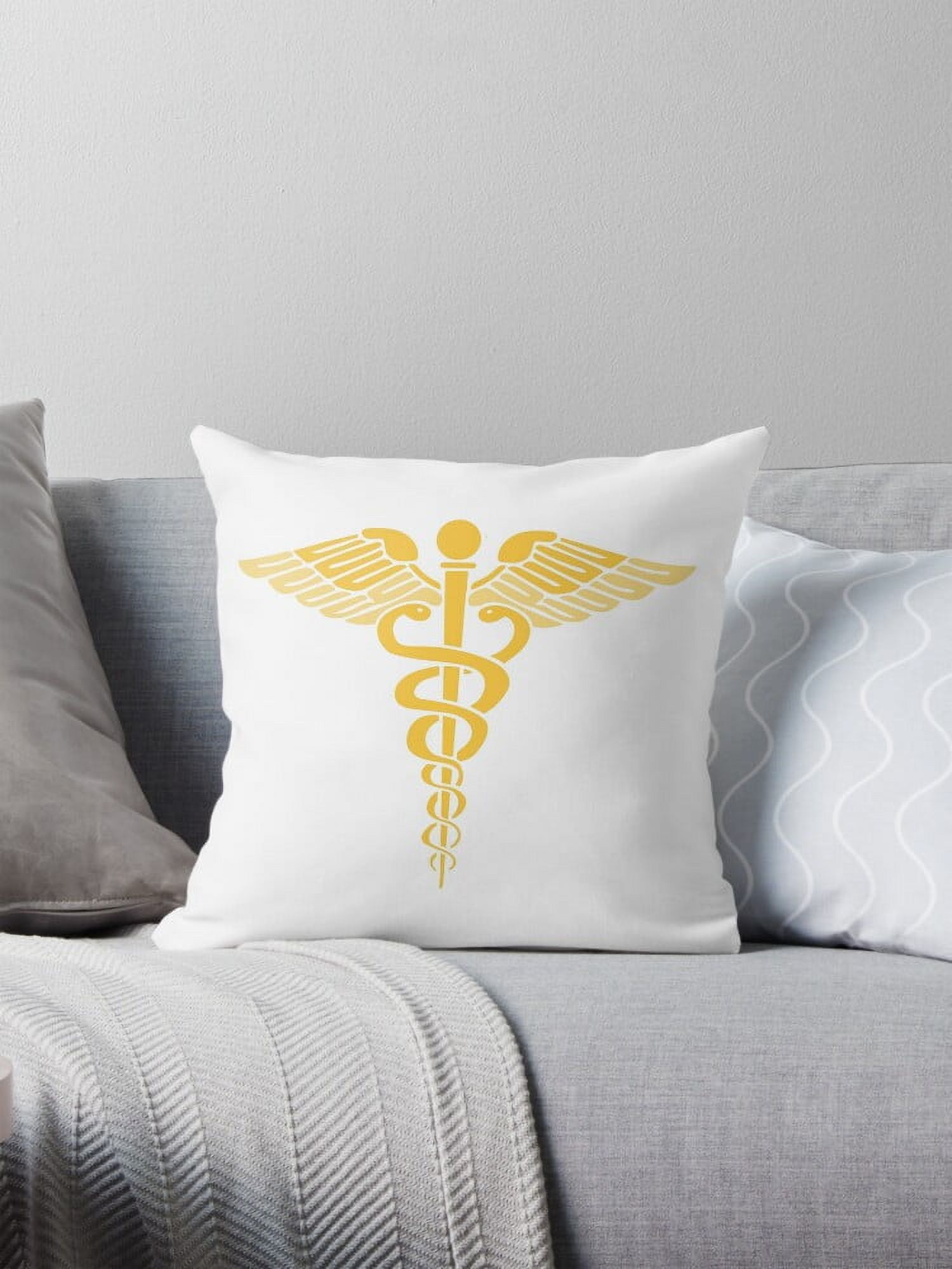 HJJ-Symbol-of-Medicine,-Gold-CaduceusThrow Pillow Covers Cases Cushion ...