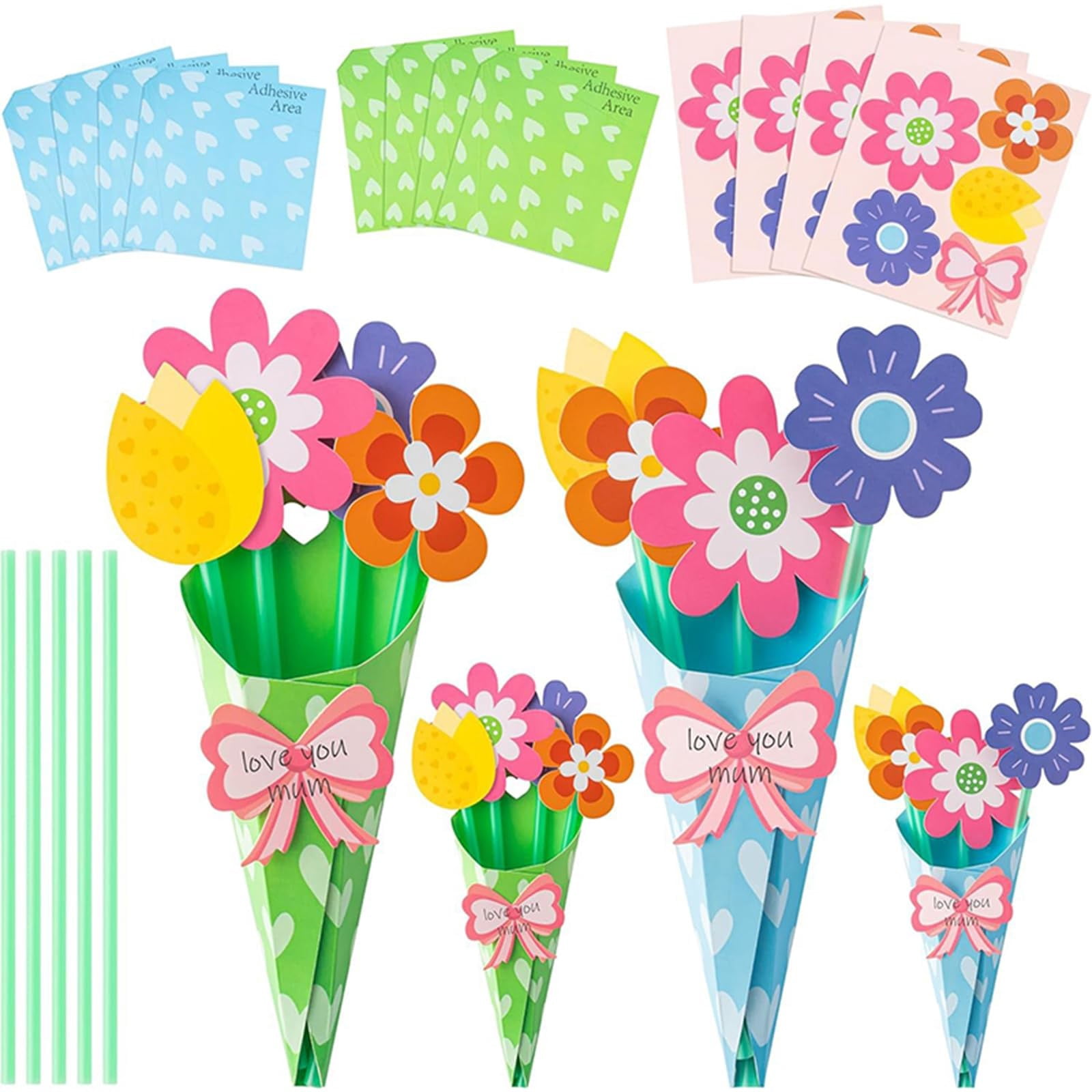 HJJLRH Flower Bouquet Craft Kit - 48Pcs Mother's Day Flower Bouquet ...