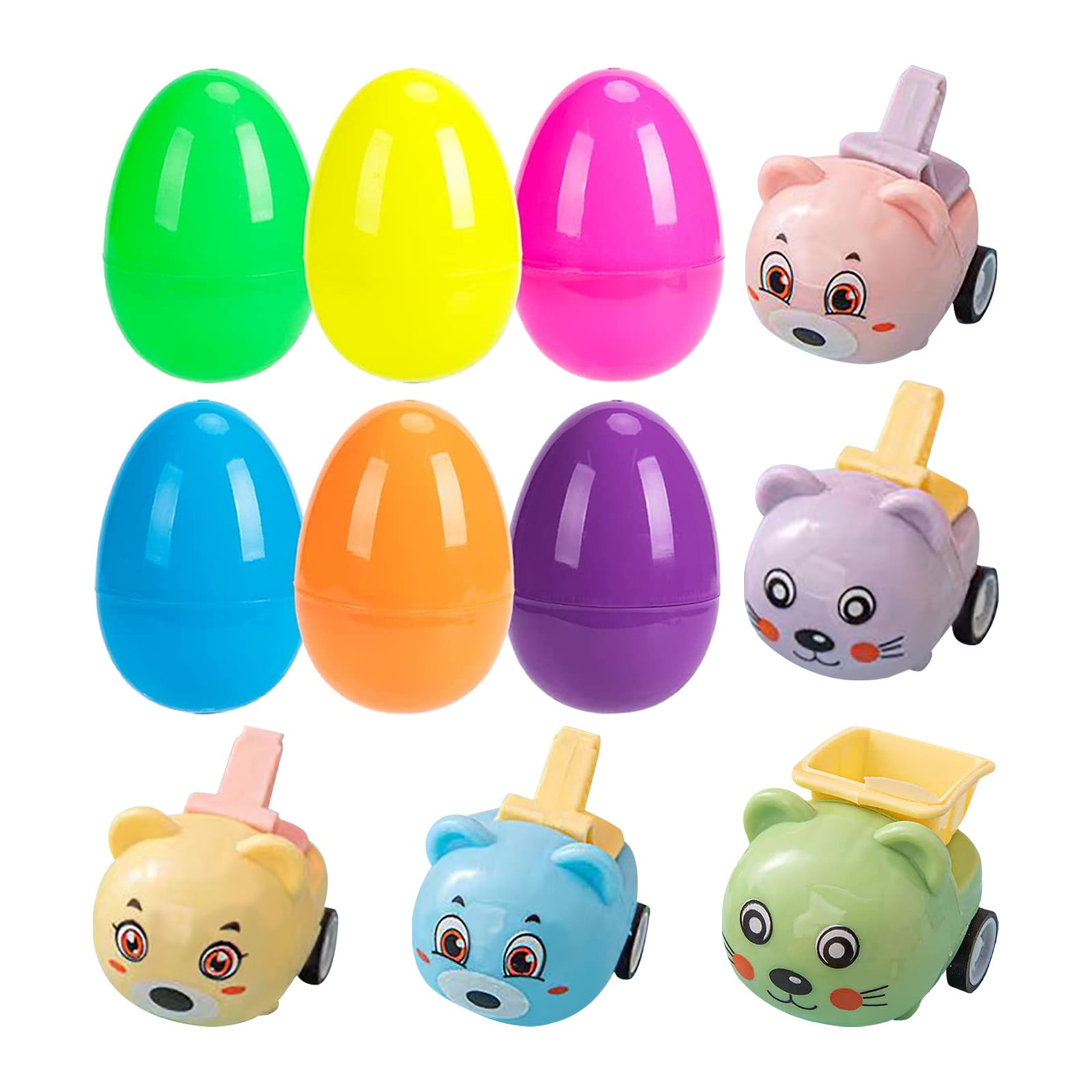HJJLRH Plastic Filled Easter Eggs with Cartoon Animal Cars Vehicles for ...