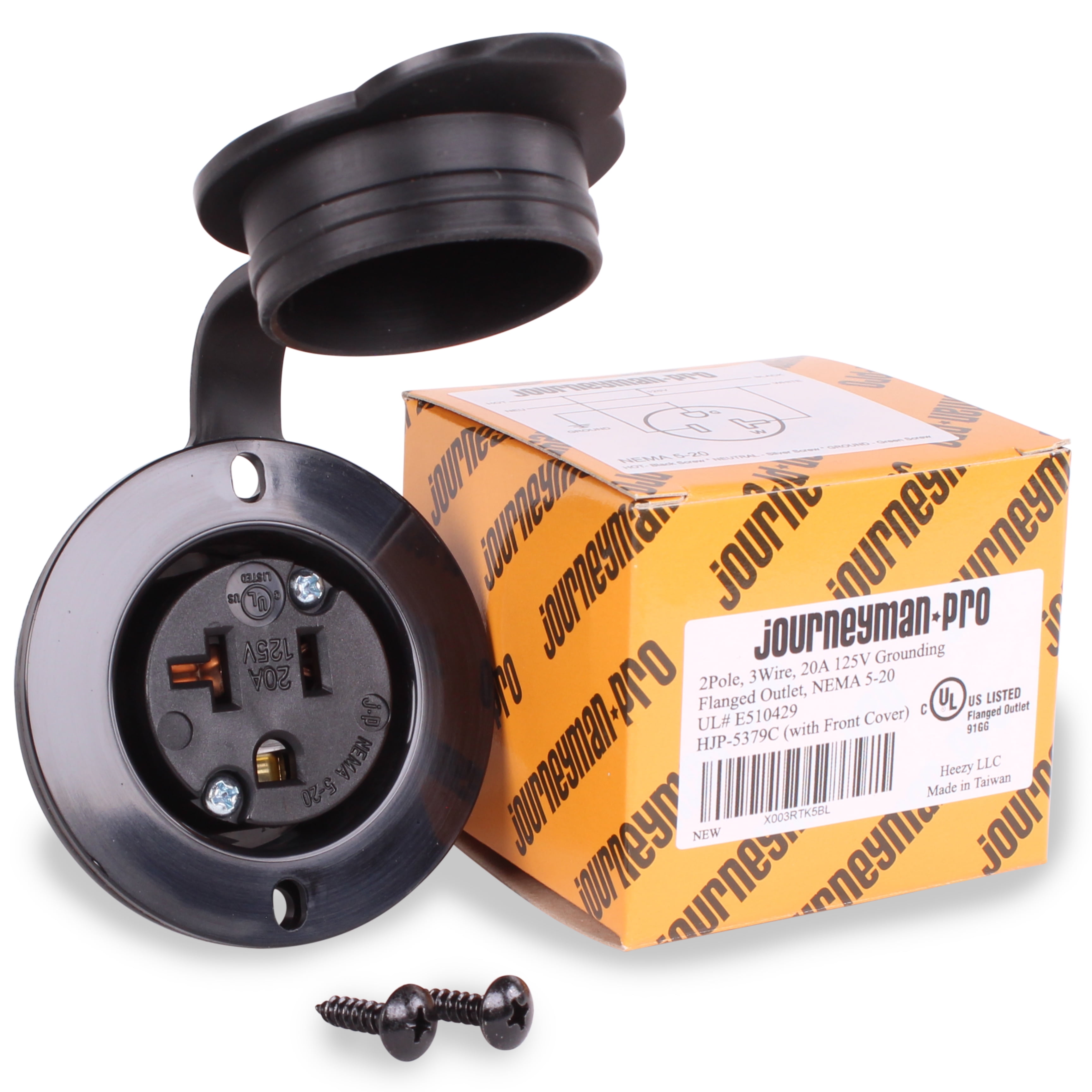 HJP-5379 20 AMP 110,120-125 Volt, NEMA 5-20R Flanged Outlet, Black ...