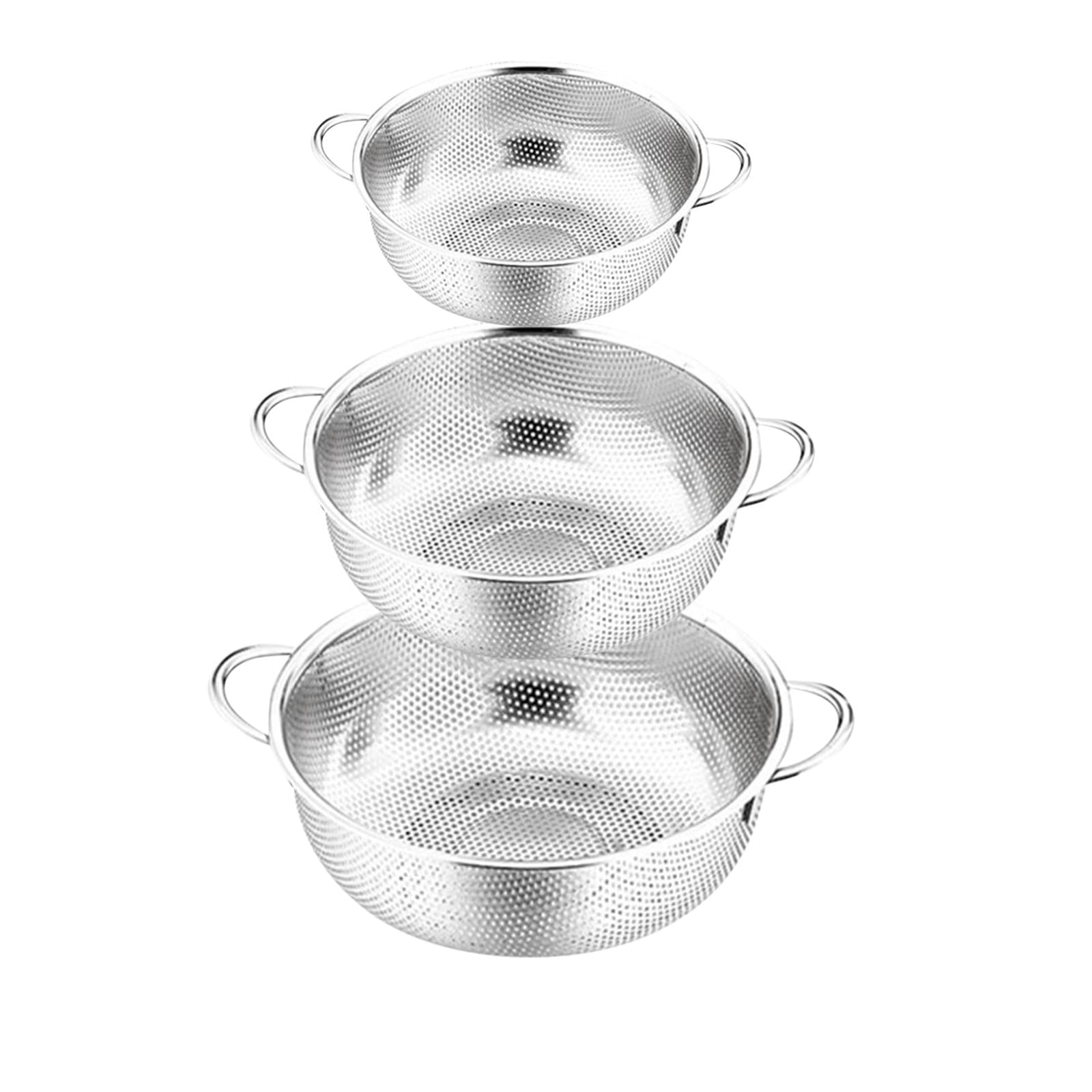 HJQEQVD 3-Piece Tiered Stainless Steel Colander Set (16.5/19.5/22.5cm ...