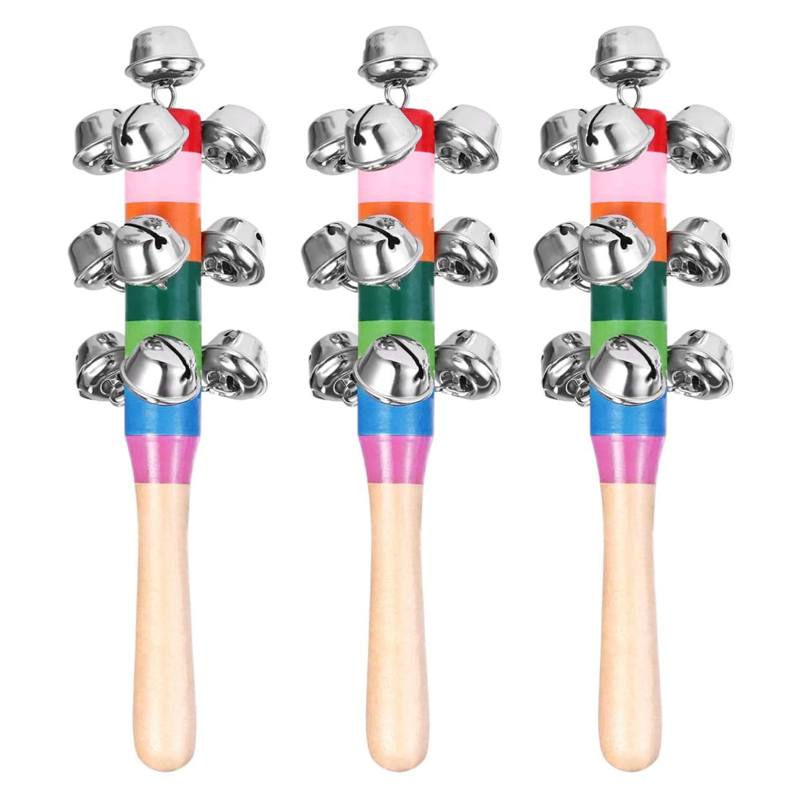 HJQEQVD 3PC Jingles Handle Sleigh Bells Jingle Bells Stick Shaker with ...