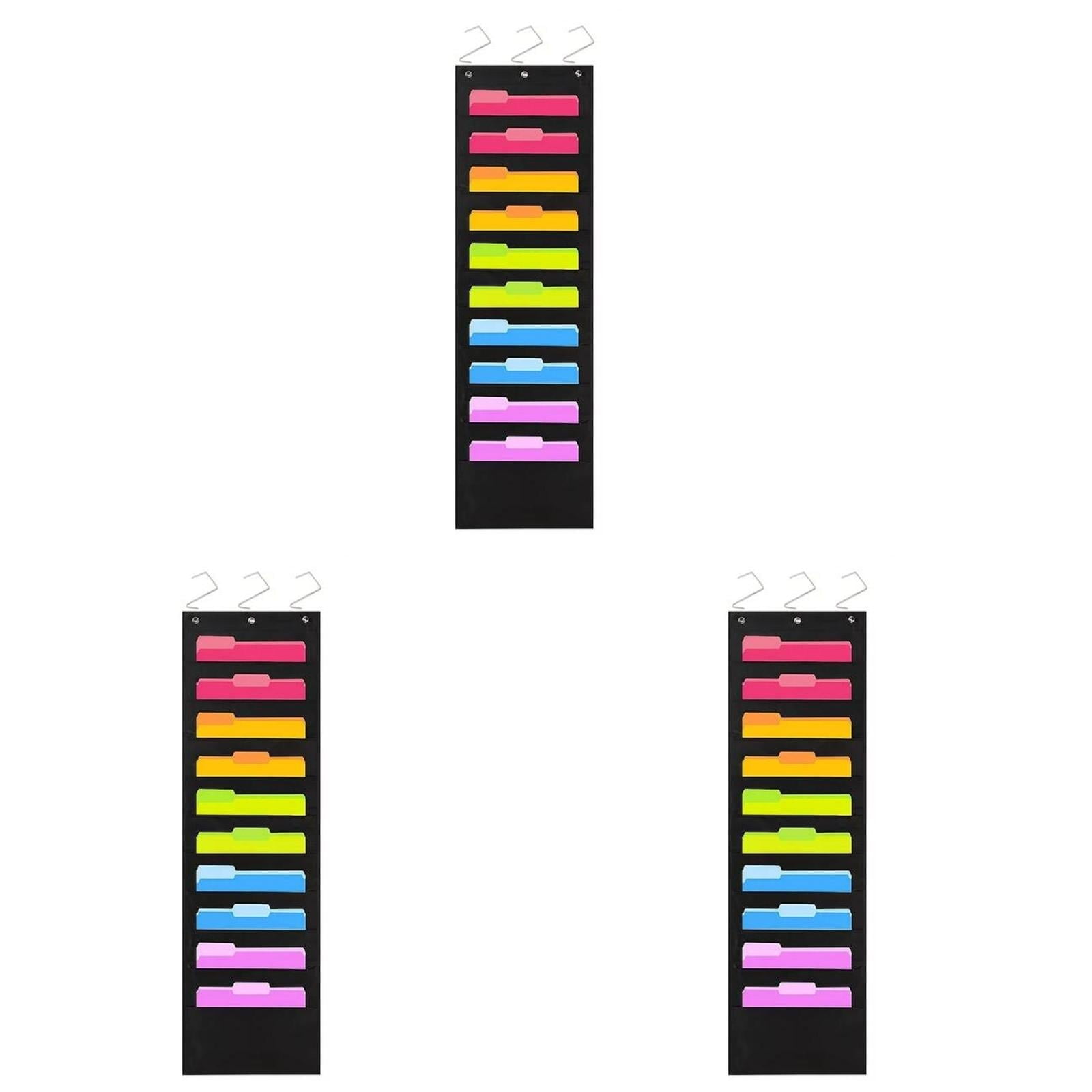 HJQEQVD 3Pcs Wall Folder Organizer 10 Pocket File Pocket Chart Black ...