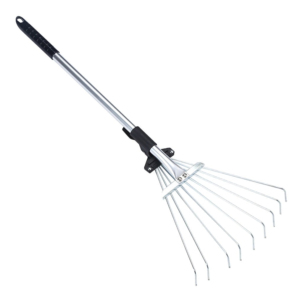 HJQEQVD Adjustable Metal Leaf Rake Long Handle Garden Rakes for Lawns ...