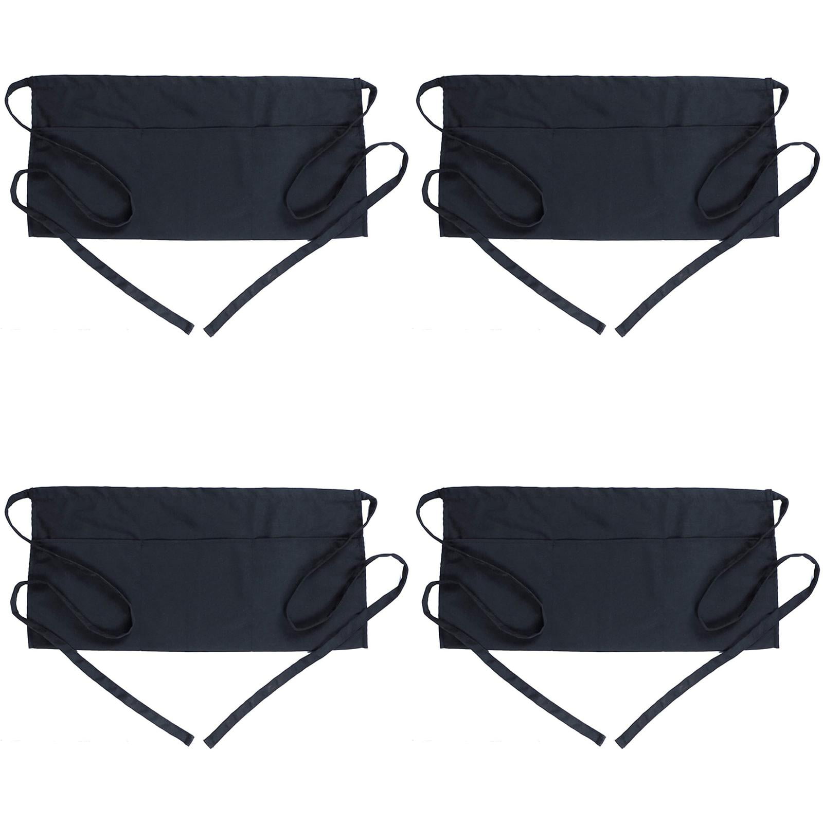 HJQEQVD Black Waist Apron with 3 Pockets - Adjustable Short Server ...