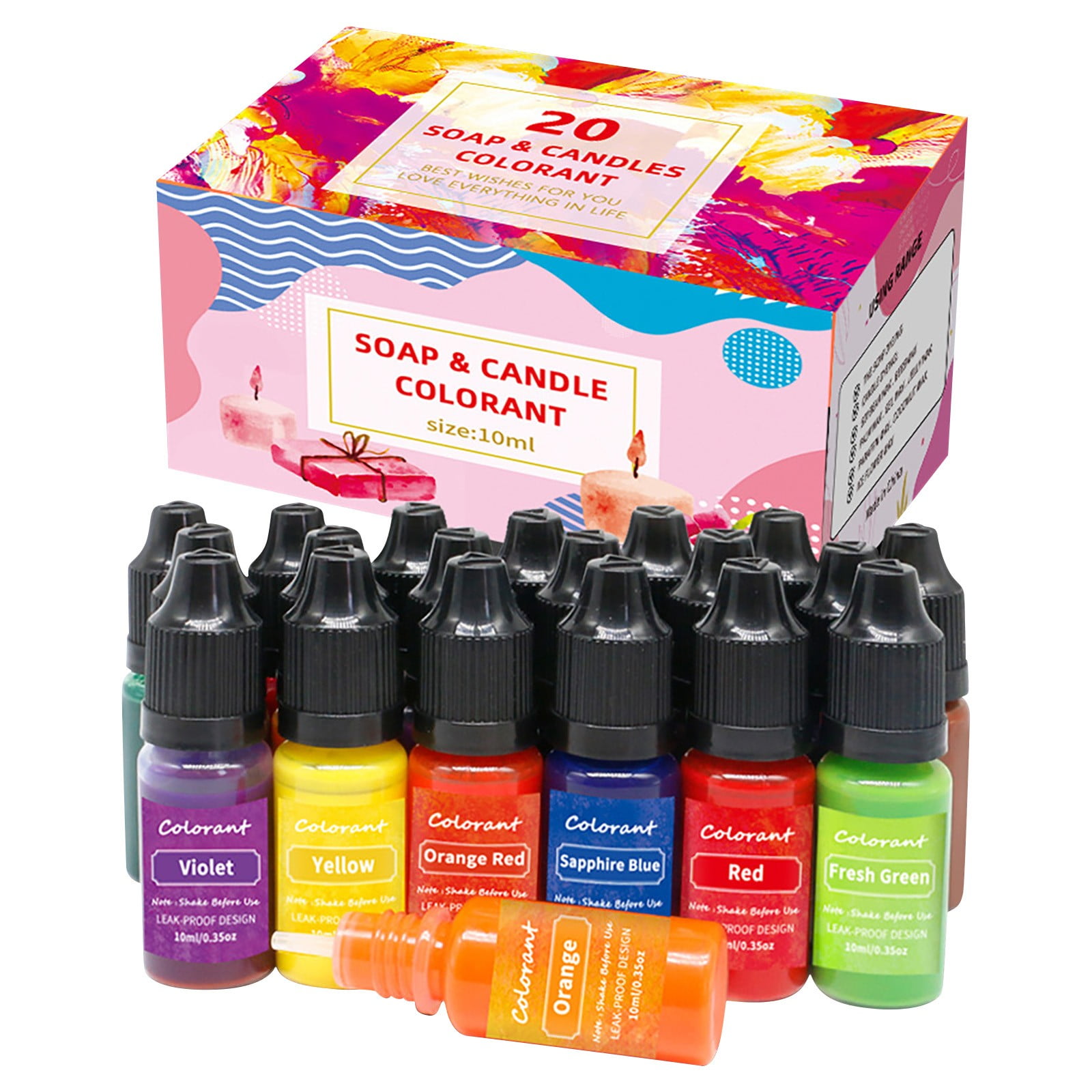 HJQEQVD Candle Dye 20 Colors Liquid Oil Based Dye for Candle Wax Vivid ...