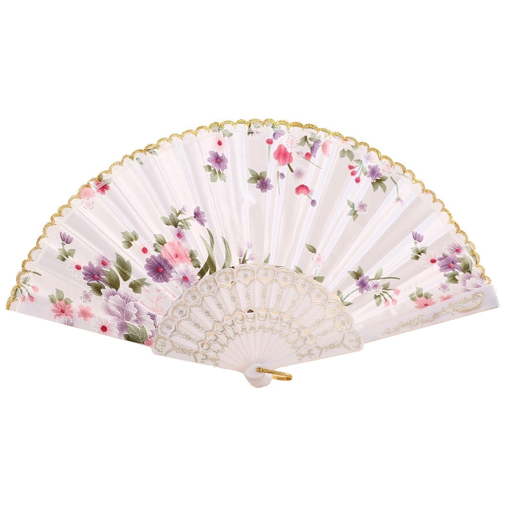 HJQEQVD Floral Folding Hand Fan Vintage Handheld Lace Folding Fan With ...
