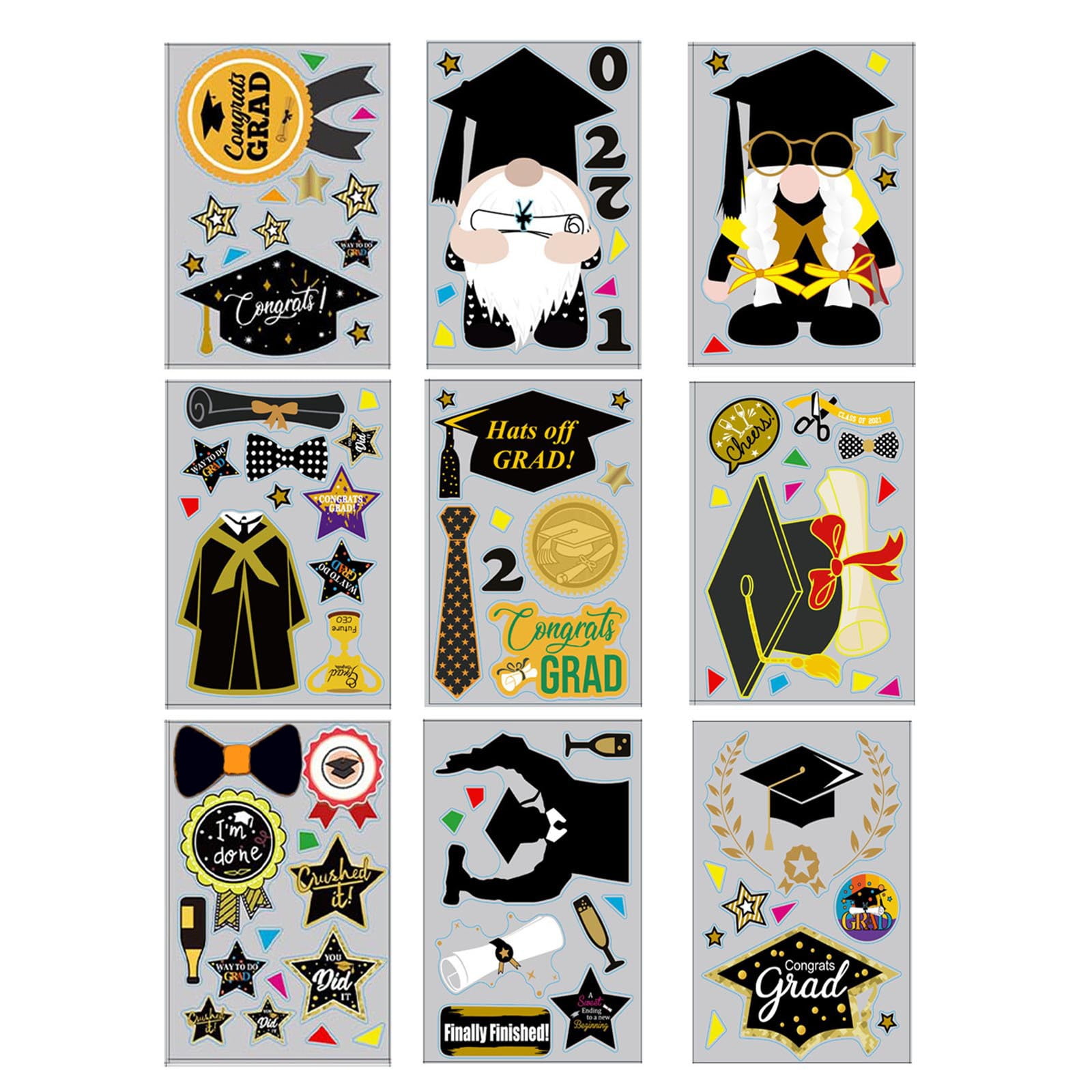 HJQEQVD Graduation Window Sticker Clings Removable Grad Window ...