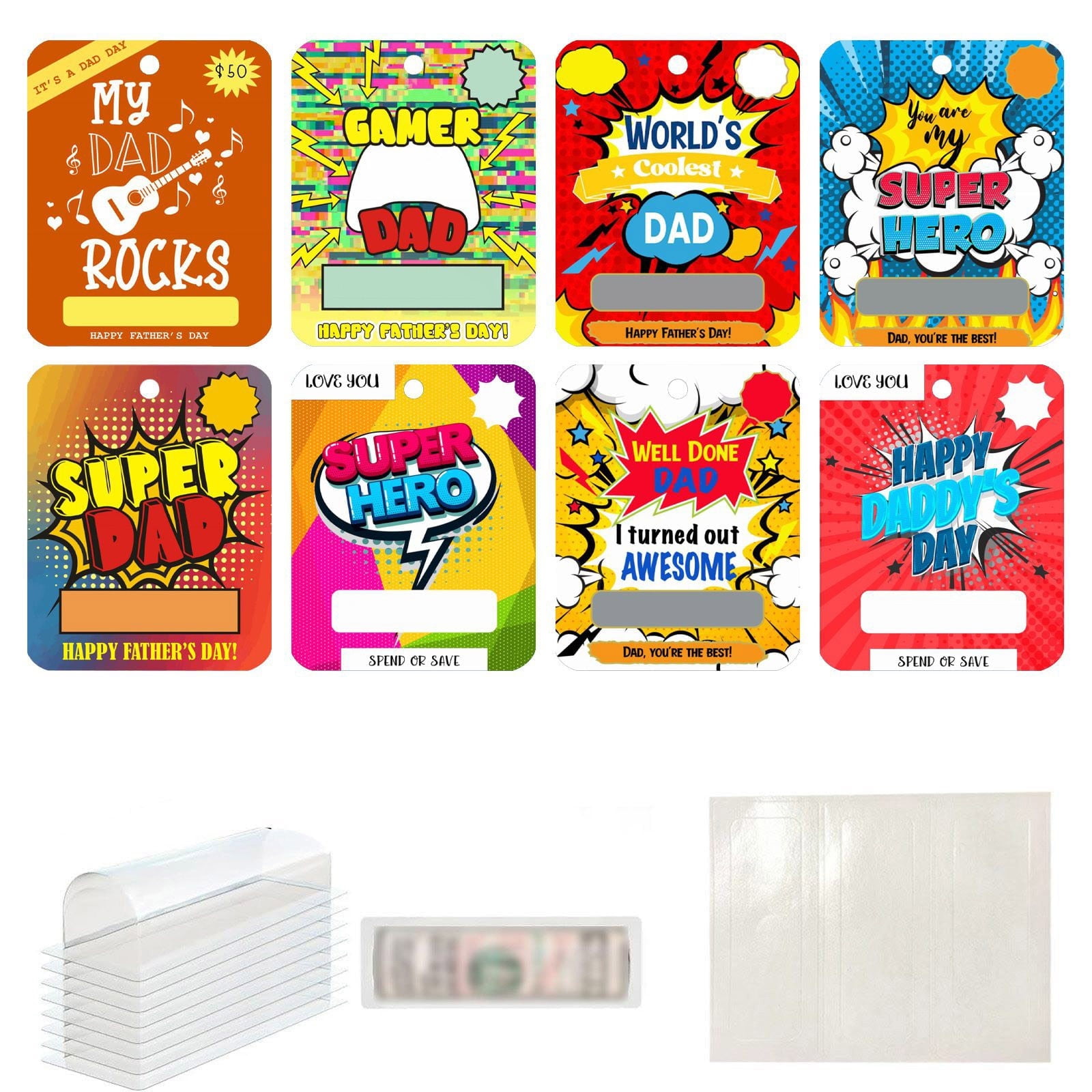 HJQEQVD Happy Fathers Day Greeting Cards Bulk,8 Set Father's Day Card Note Cards with Envelopes ...