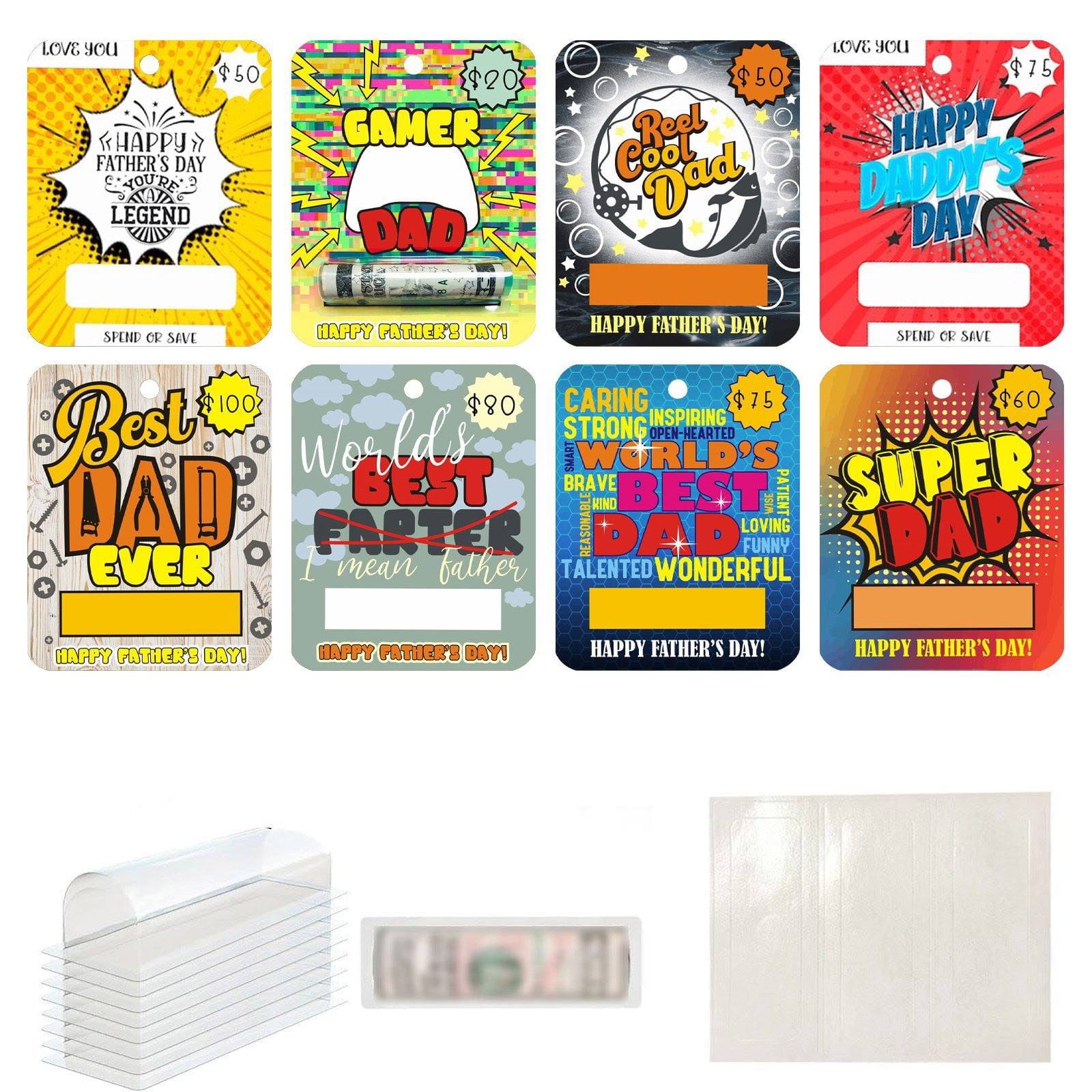 HJQEQVD Happy Fathers Day Greeting Cards Bulk,8 Set Father's Day Card ...