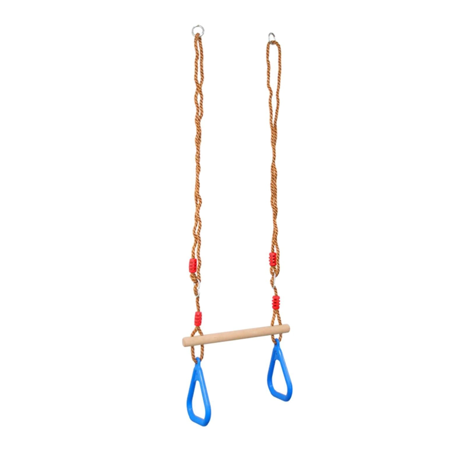 HJQEQVD Kids Swing Bar with Gym Rings Wood Hanging Hoop Monkey Bars ...