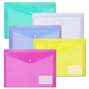 YiokJiar 12 Pack Plastic File Envelopes, Clear A4 Letter Size, Snap ...