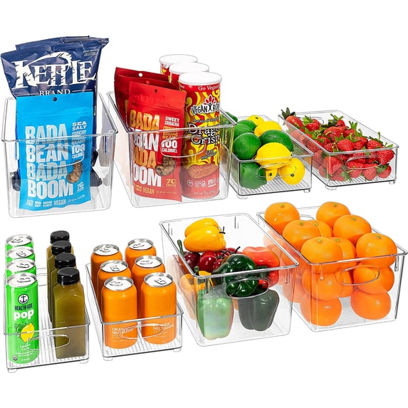 HJTER Set of 8 Clear Fridge Organizers - Refrigerator & Pantry Bins for ...