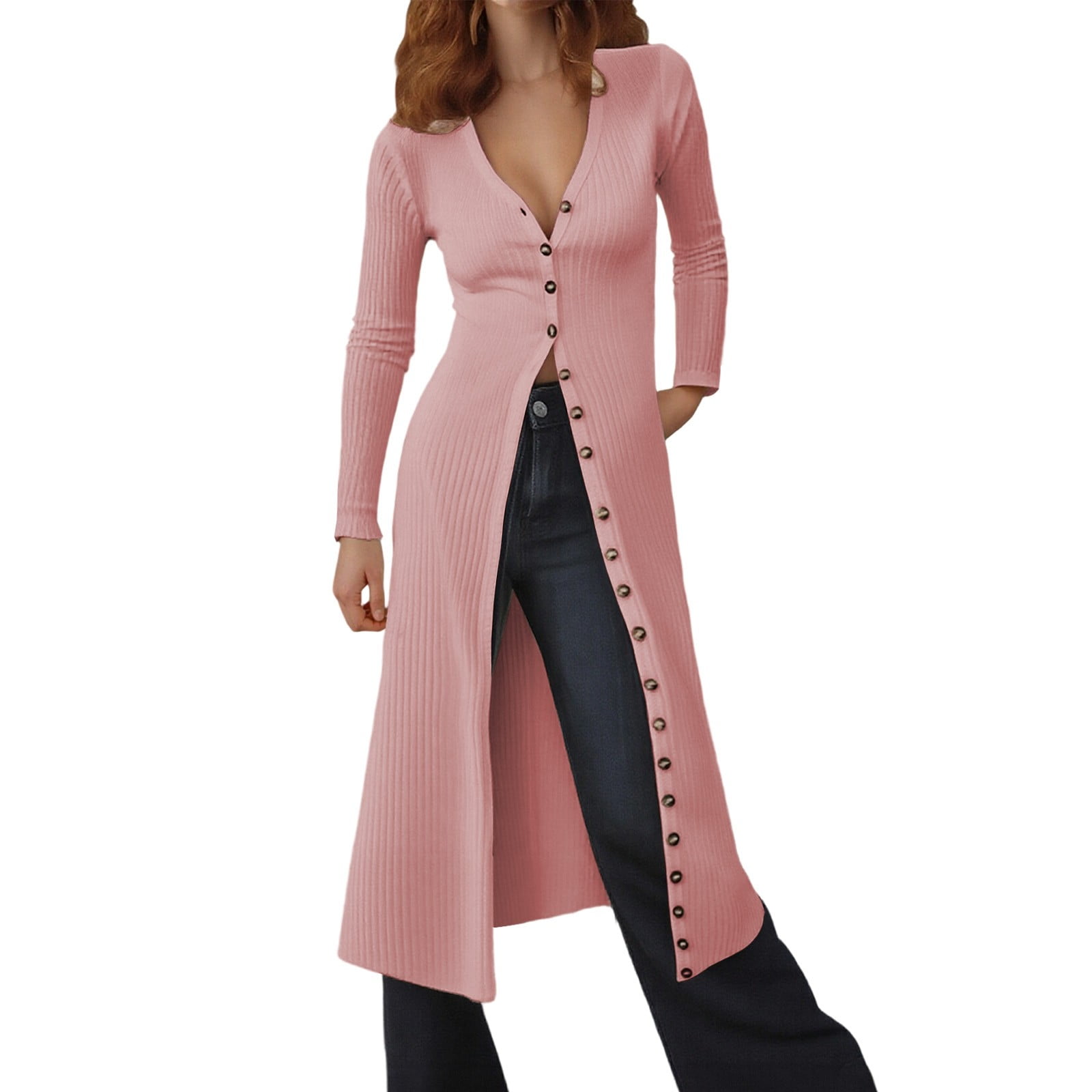 HJYCHN Coat Knit Cardigan Dress Elegant Casual Maxi with Sleek Fit ...