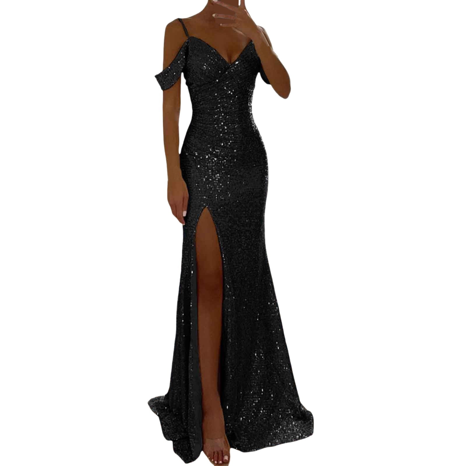 HJYCHN Elegant Women Prom Party Midi Sling Wrap Evening Gown Attire ...